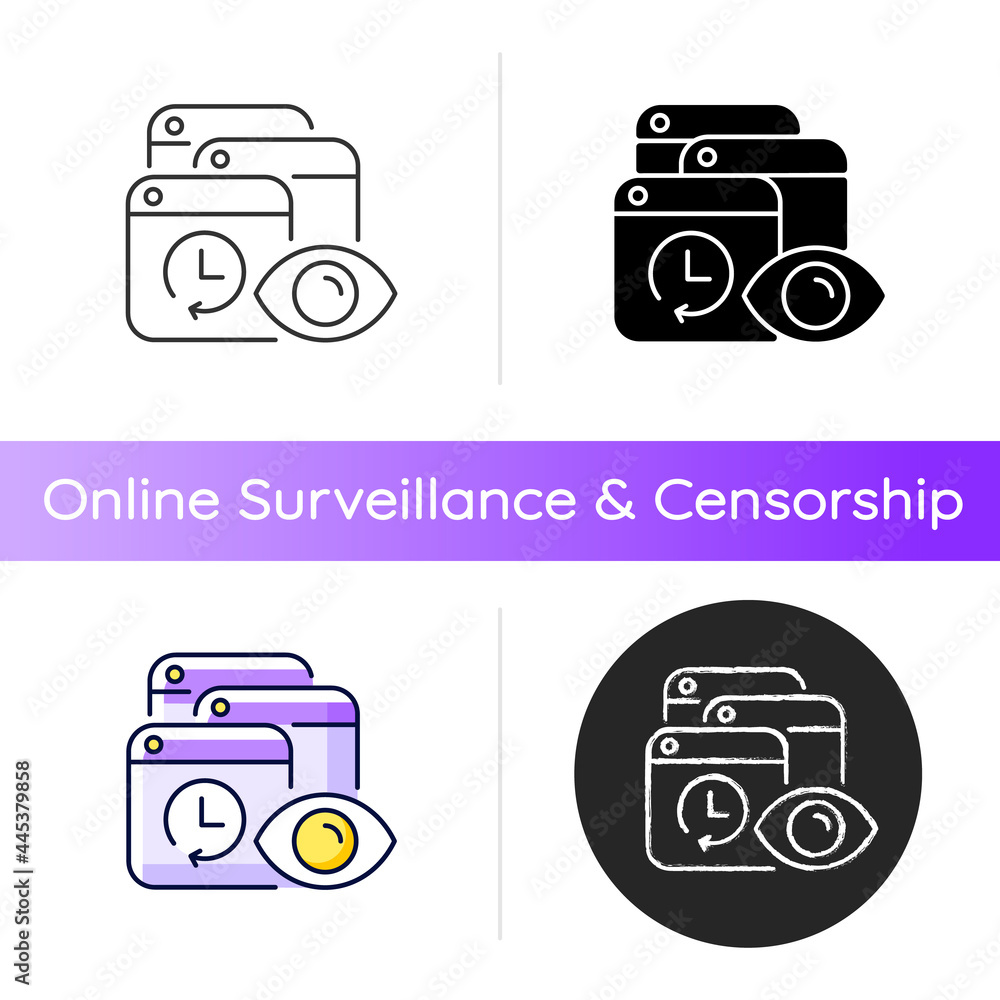 Tracking search history icon. Private browsing activity trailing ...