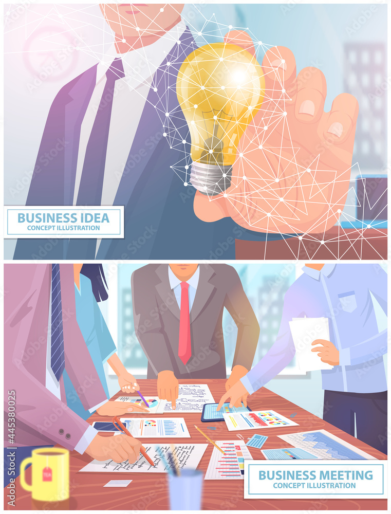 Business idea and business meeting scenes set with brainstorming ...