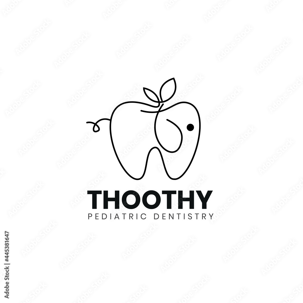 thooty logo for pediatric dentistry logo with style outline of elephant ...