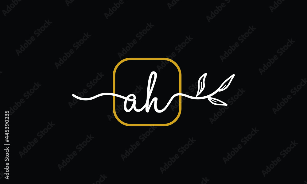 Initial letters AH and HA handwriting floral boho botanical monogram logo vector icon minimalist ...