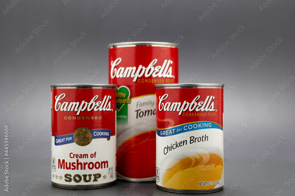 Fort Myers, FL, USA - 7-15-21: Assorted Campbell's Condensed Soup cans ...
