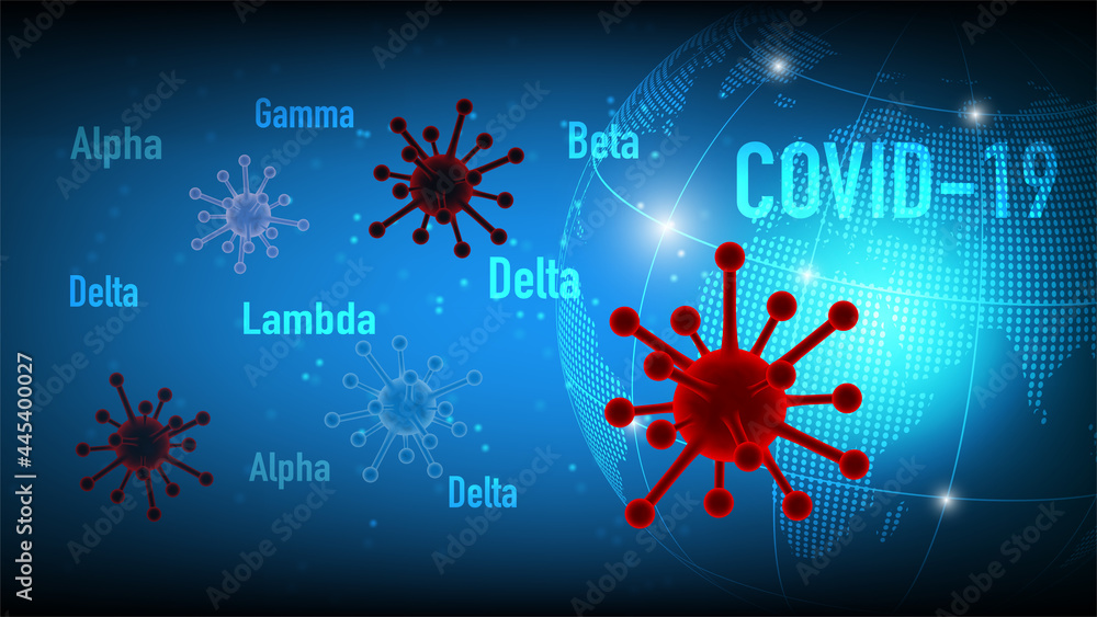 Coronavirus covid-19 Beta, Delta, Alpha, Gamma, Lampda variant with ...