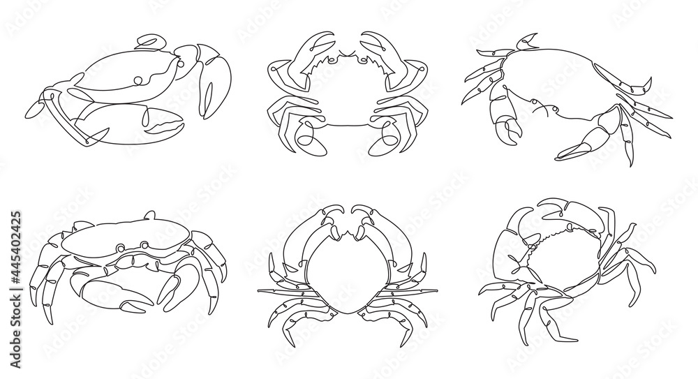 One single line drawing of crabs vector. Stock Vector | Adobe Stock