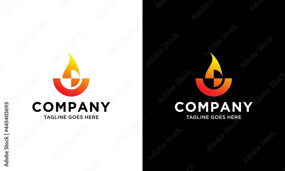 Fire Logo design vector template of droplet shape. Red Logotype drop ...