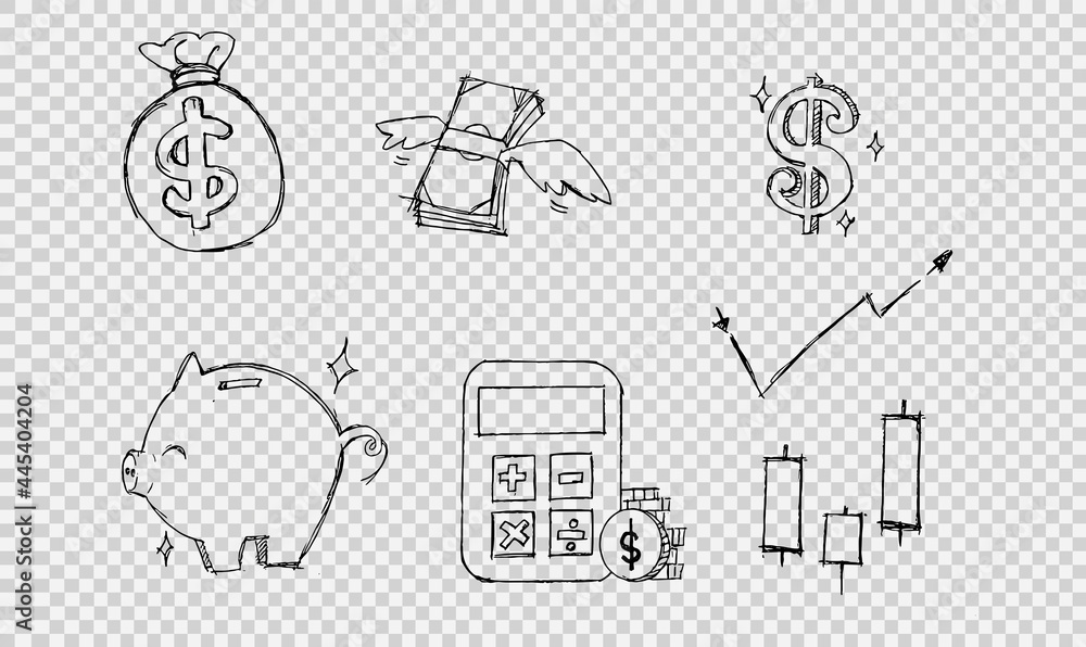 Vecteur Stock Investment icon hand drawing style, pencil stroke,money ...