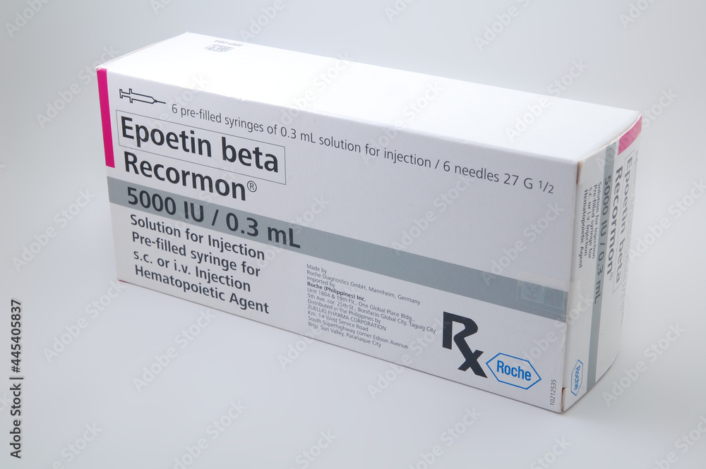 Epoetin beta Recormon 5000 IU injection in Manila, Philippines Stock ...