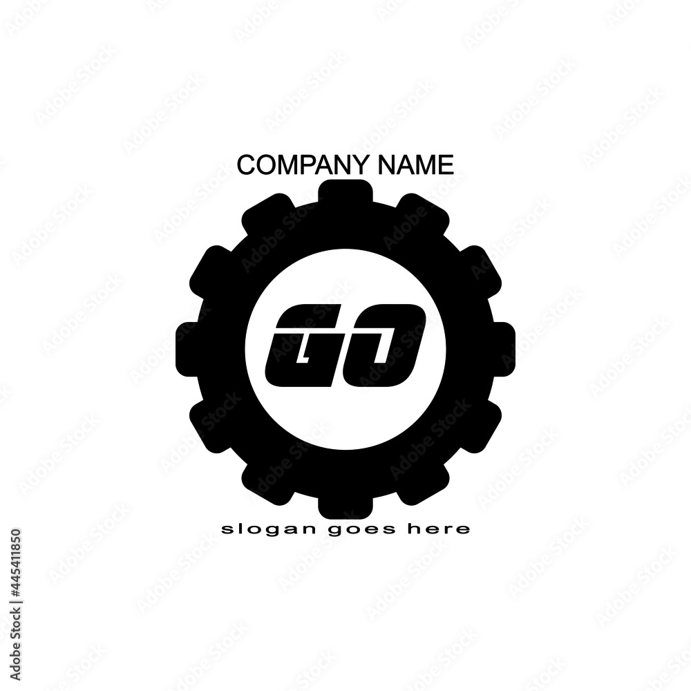 Initial Letter GO gear engineering logo design vector Stock Vector ...