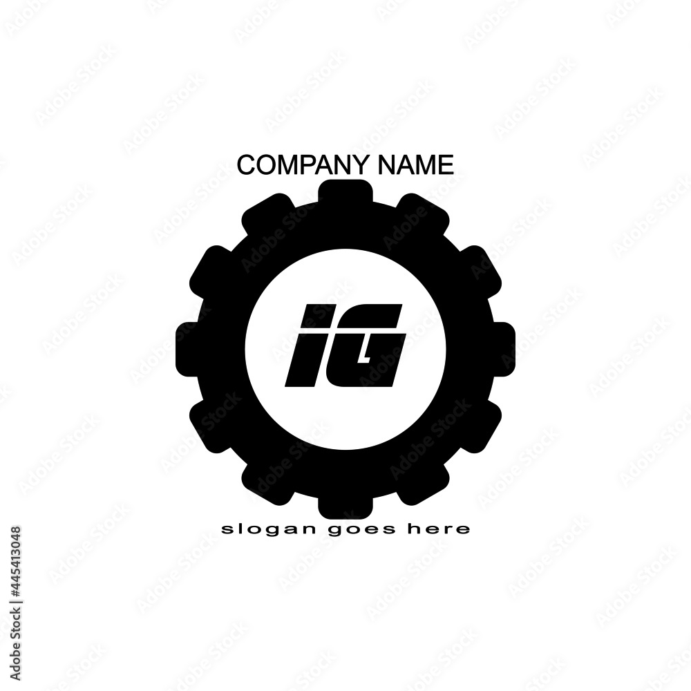 Initial Letter IG gear engineering logo design vector Stock Vector ...