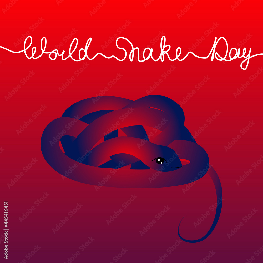 World Snake Day lettering. Cute red snake in cartoon style Stock Vector ...