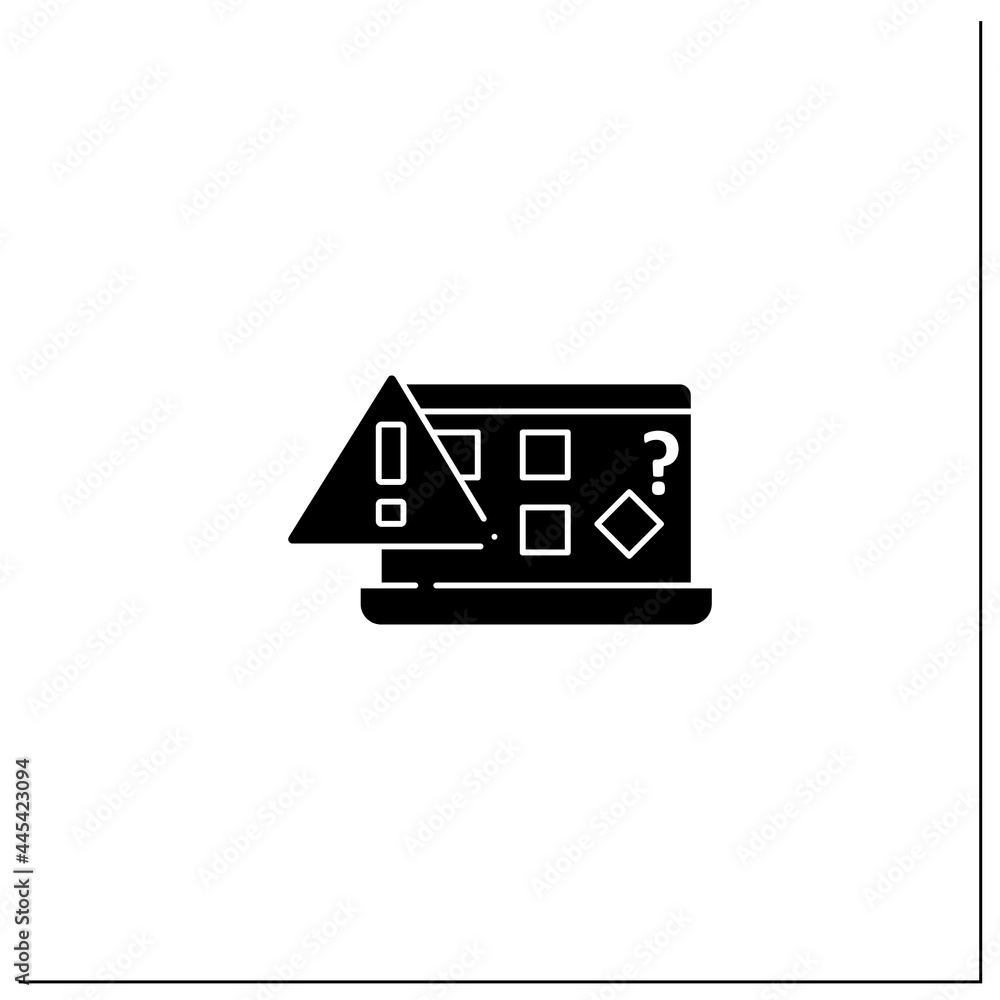 Computer notification glyph icon. Unfamiliar icons displayed on desktop ...