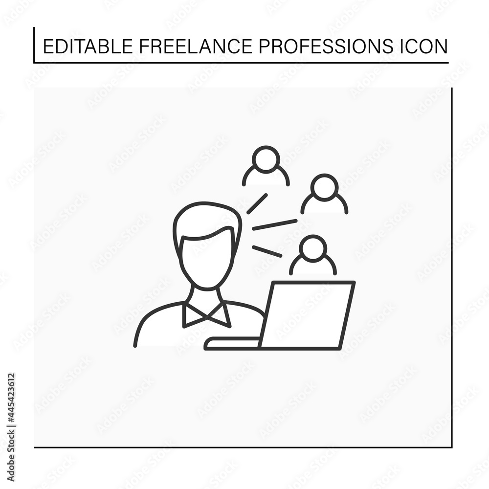 Community manager line icon. Build, grow and manage online communities ...