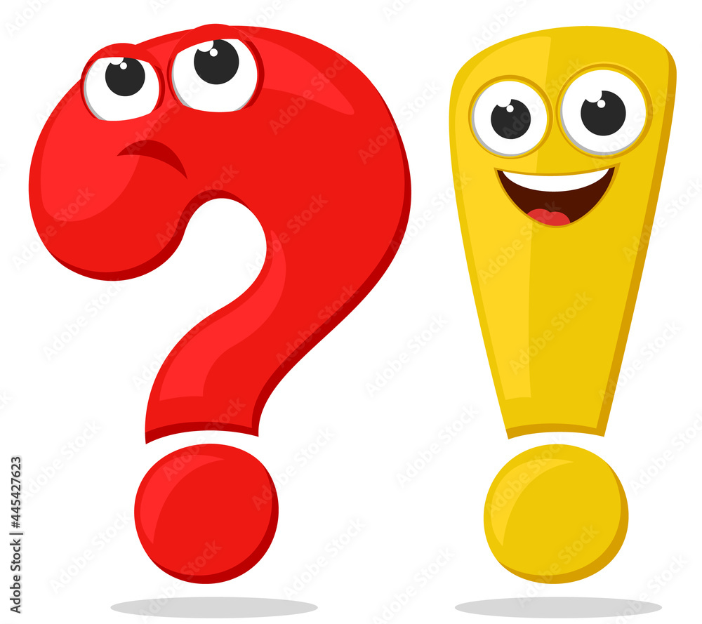Exclamation and question marks with emoticons on white Stock Vector ...