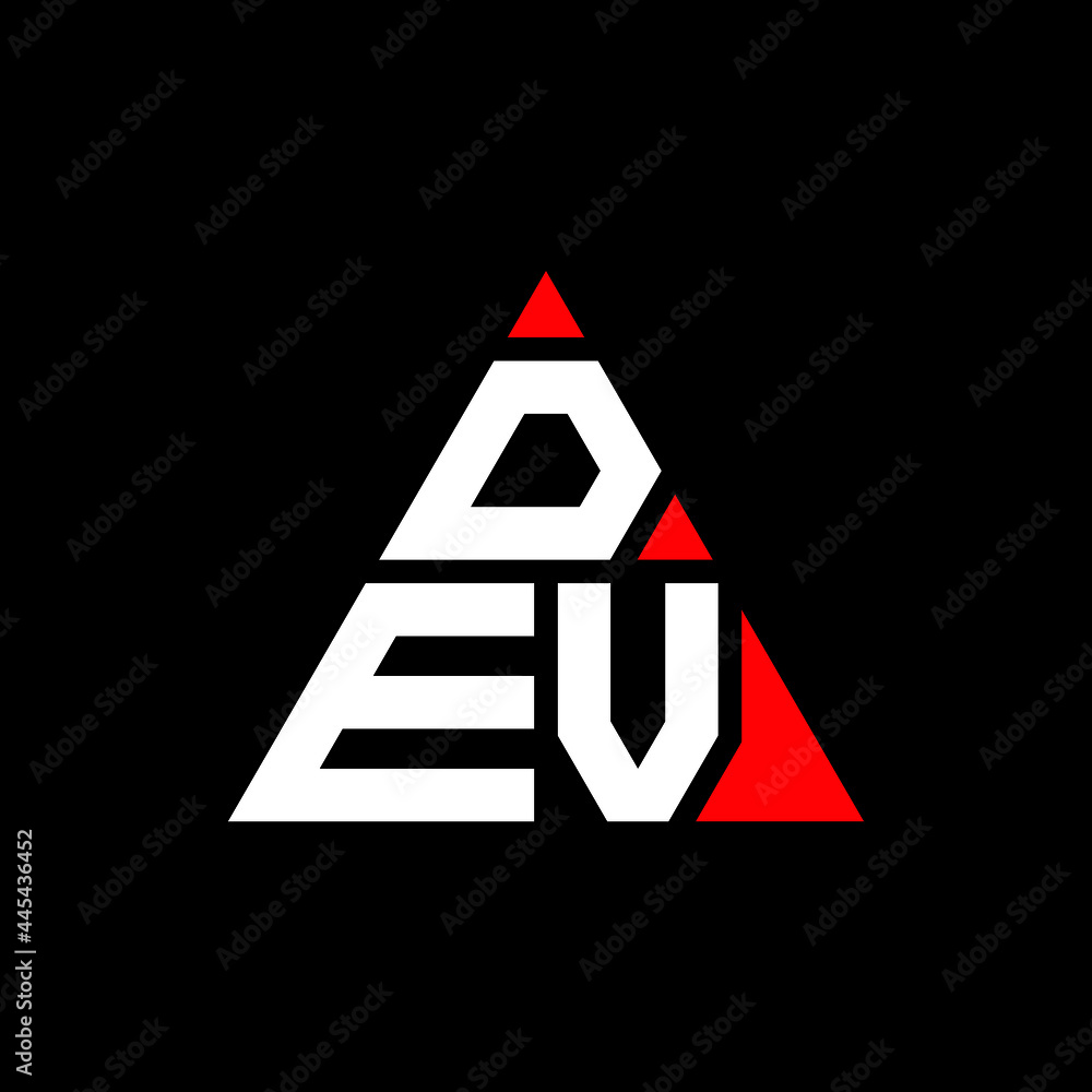 DEV triangle letter logo design with triangle shape. DEV triangle logo ...