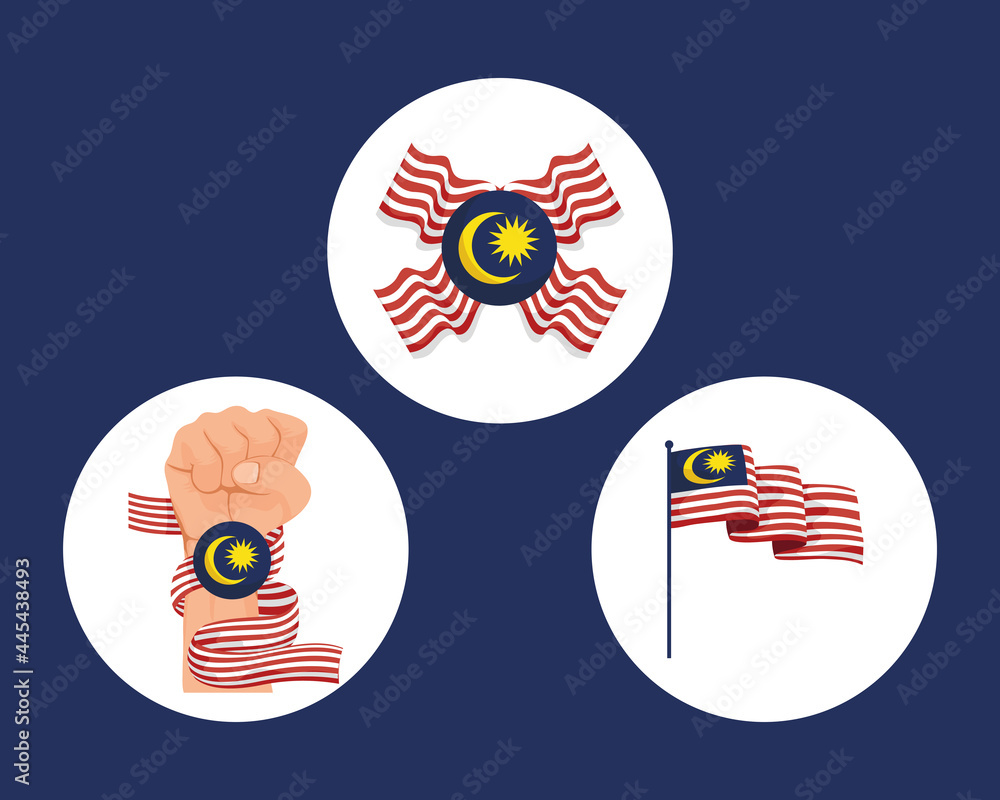 merdeka celebration three icons Stock Vector | Adobe Stock