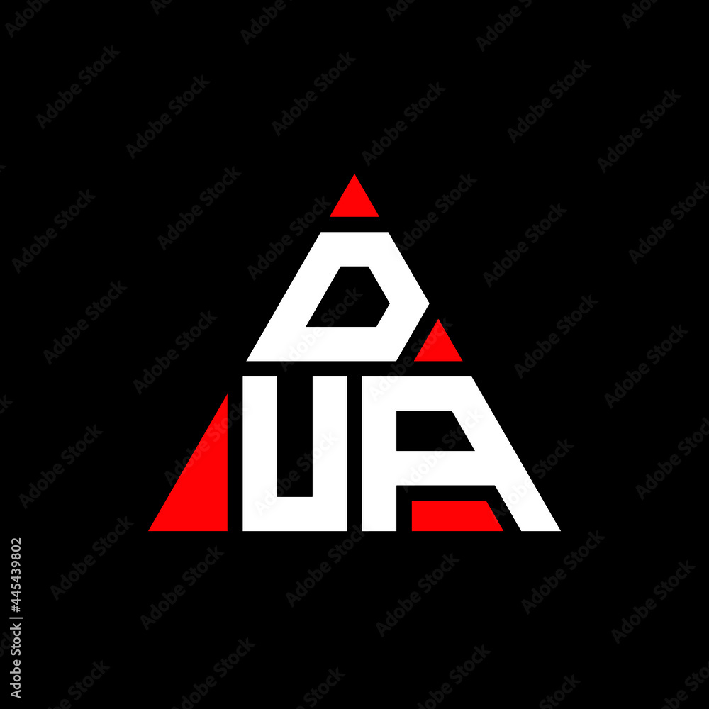 DUA triangle letter logo design with triangle shape. DUA triangle logo ...