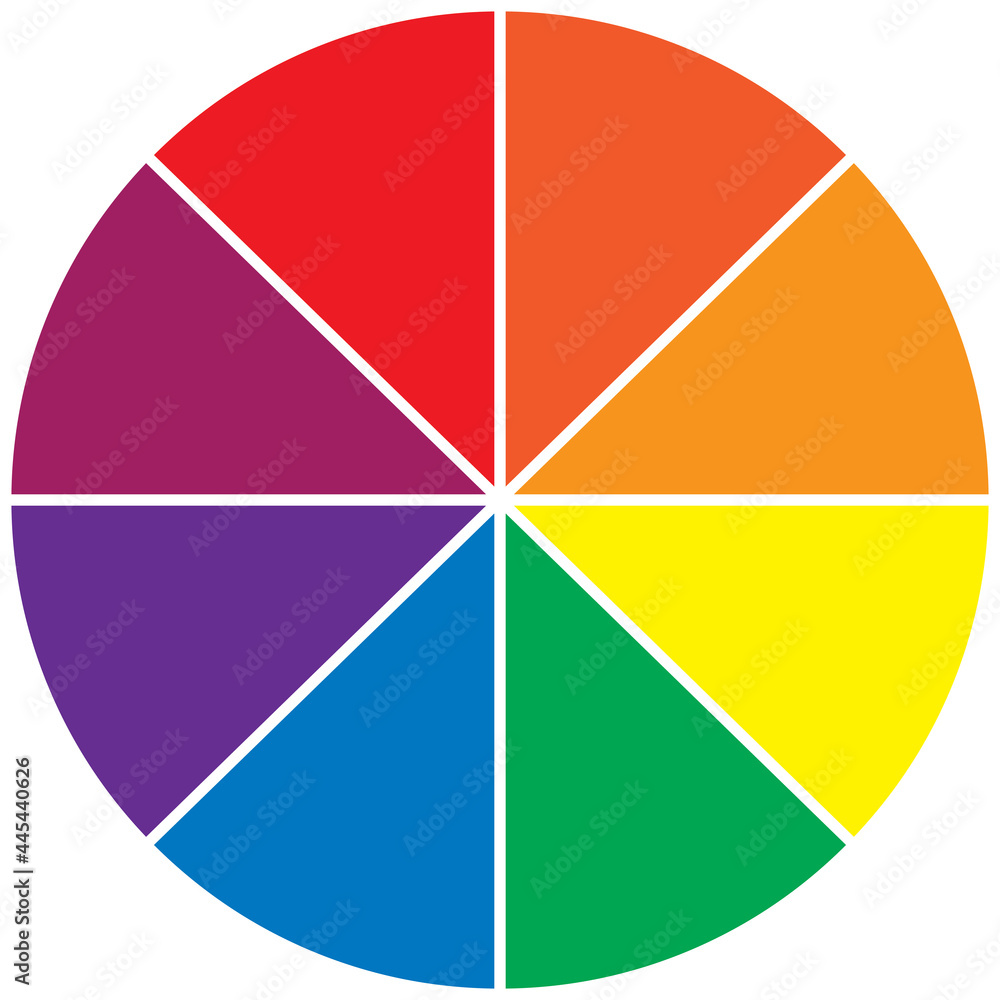 an 8 color color wheel on white background Stock Illustration | Adobe Stock