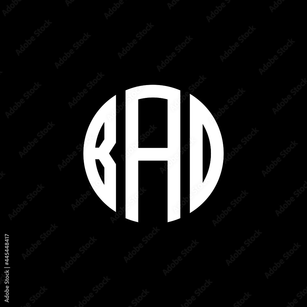 BAD letter logo design. BAD letter in circle shape. BAD Creative three ...