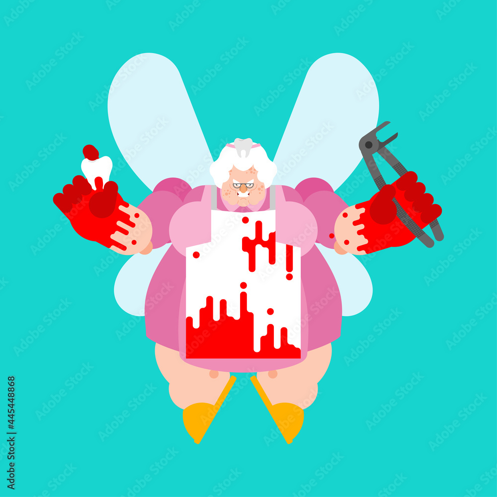 Angry tooth fairy. Scary sorceress and tooth. vector illustration Stock ...