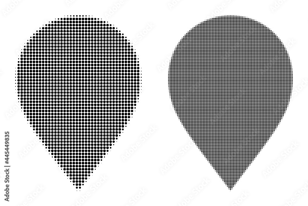 Pixelated halftone map marker icon. Vector halftone mosaic of map ...