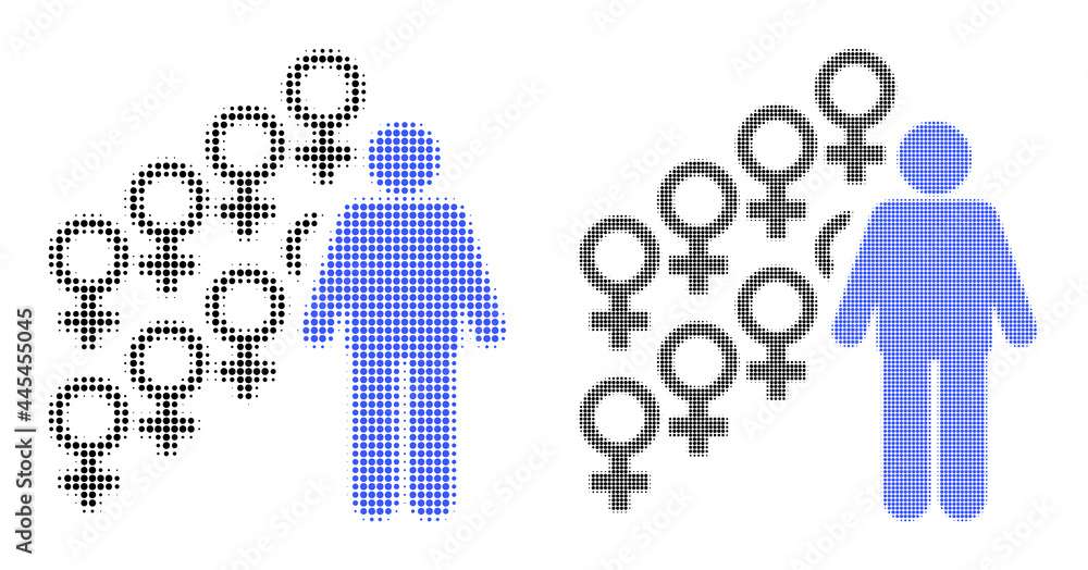 Dot halftone harem symbol icon. Vector halftone collage of harem symbol ...