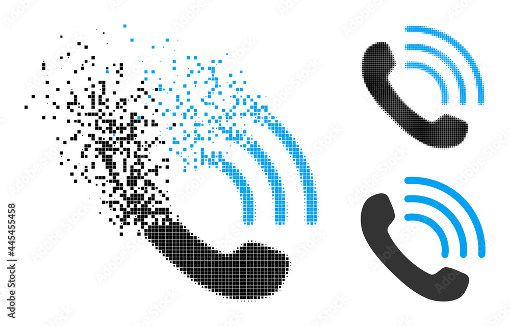 Dissolving pixelated phone call glyph with wind effect, and halftone ...