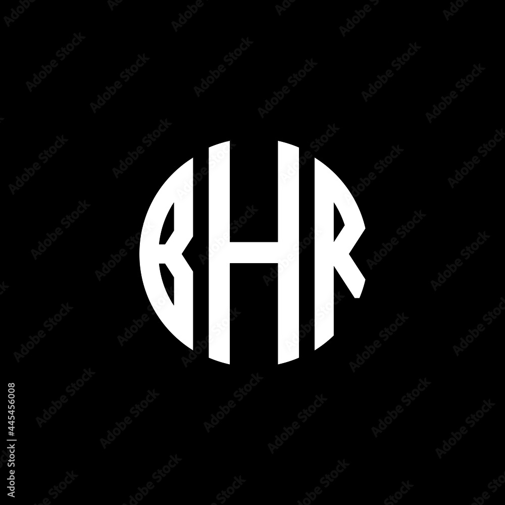 BHR letter logo design. BHR letter in circle shape. BHR Creative three ...