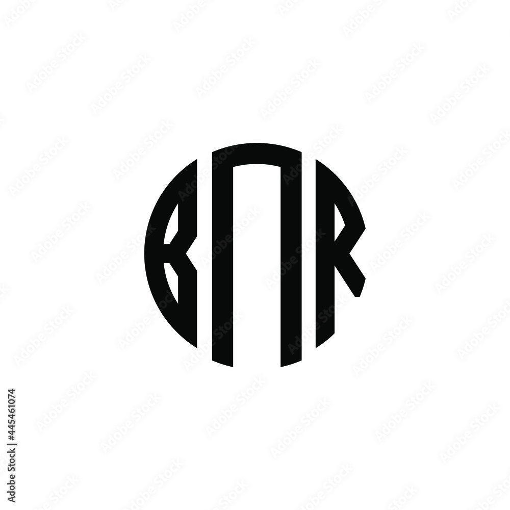 BNR letter logo design. BNR letter in circle shape. BNR Creative three ...