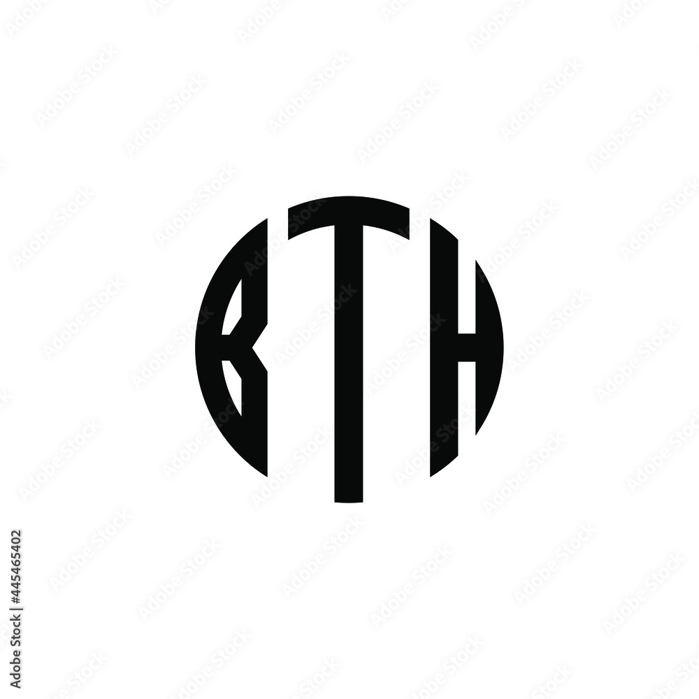 BTH letter logo design. BTH letter in circle shape. BTH Creative three ...