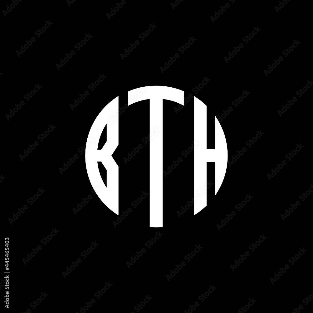 BTH letter logo design. BTH letter in circle shape. BTH Creative three ...