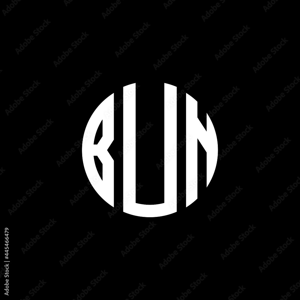BUN letter logo design. BUN letter in circle shape. BUN Creative three ...