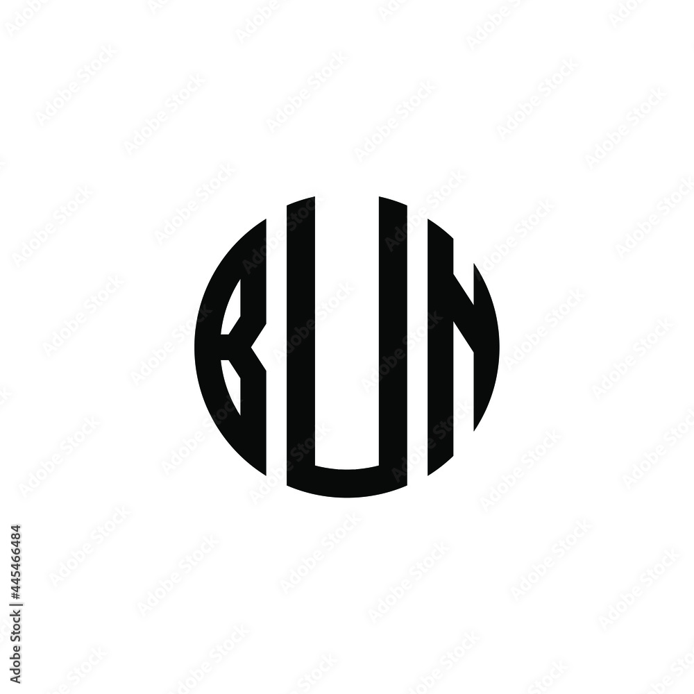 BUN letter logo design. BUN letter in circle shape. BUN Creative three ...