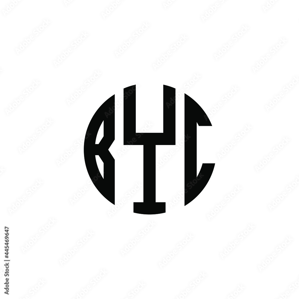 BYC letter logo design. BYC letter in circle shape. BYC Creative three ...
