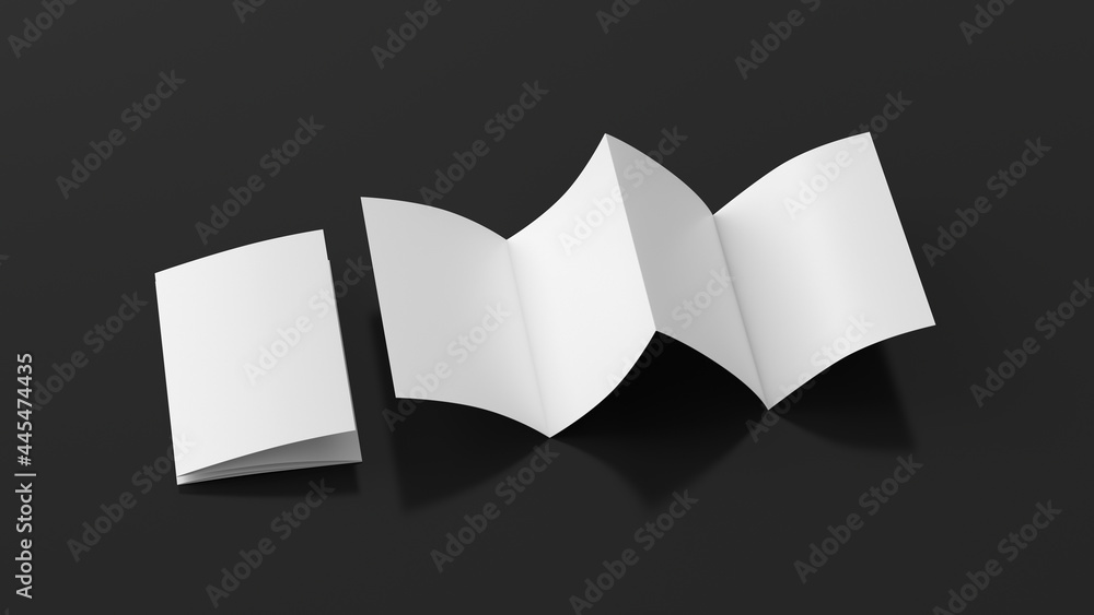 Vertical page zigzag or accordion fold brochure. Four panels, eight ...