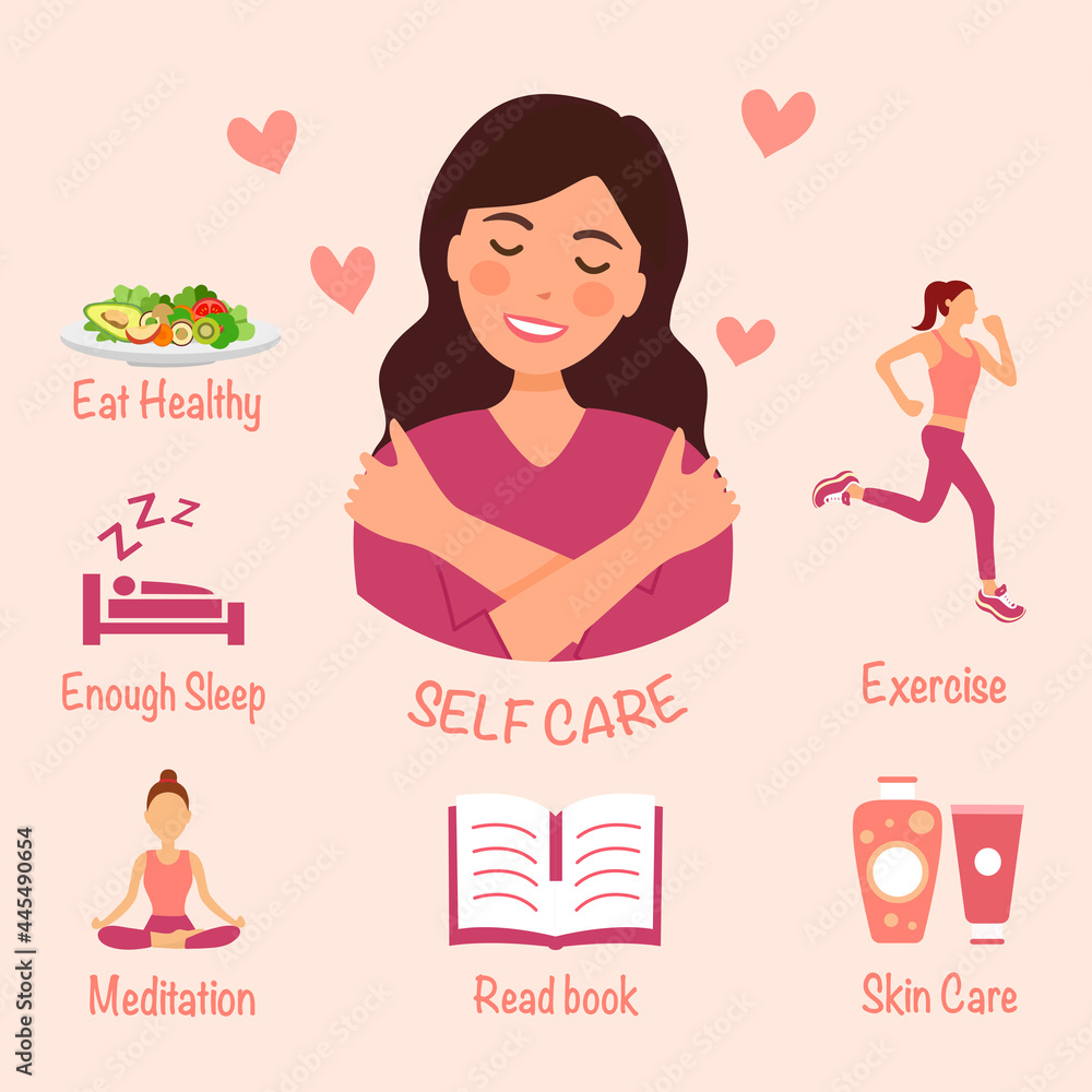 Self care infographic with useful advices in flat design. Self love ...