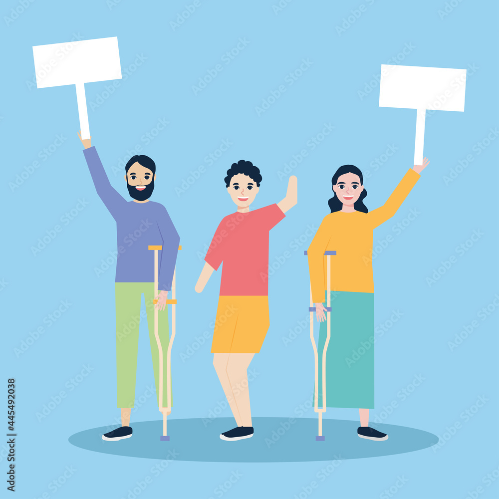 cartoon disabled people protesting Stock Vector | Adobe Stock