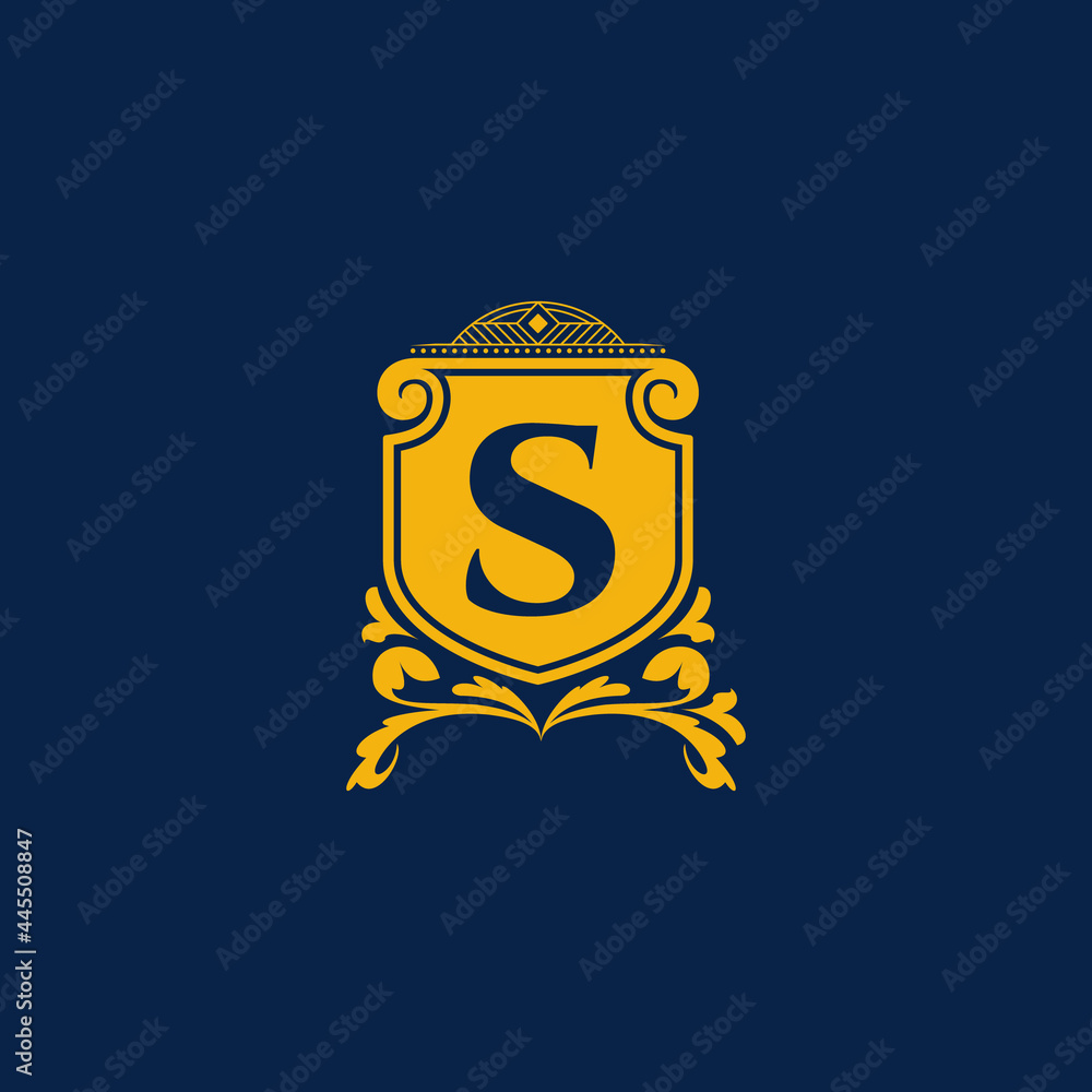S Letter Initial with Royal Template. Elegant with crown logo vector ...