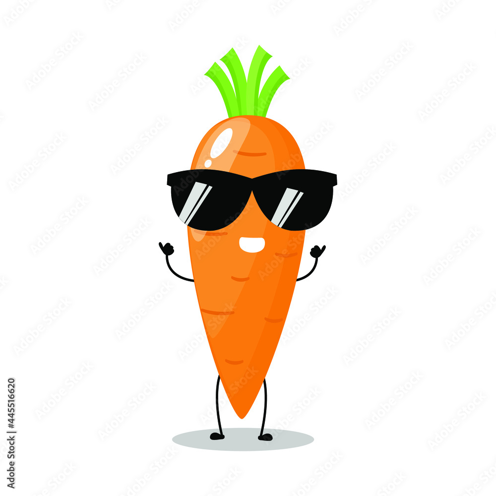 Vector illustration of carrot character with cute expression, smile ...