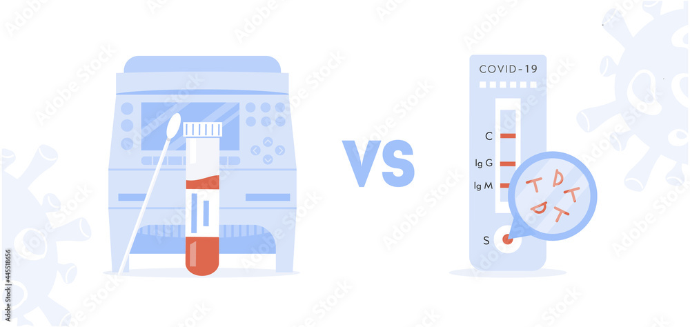 Concept of Covid PCR versus Rapid Test. Comparison between Polymerase ...