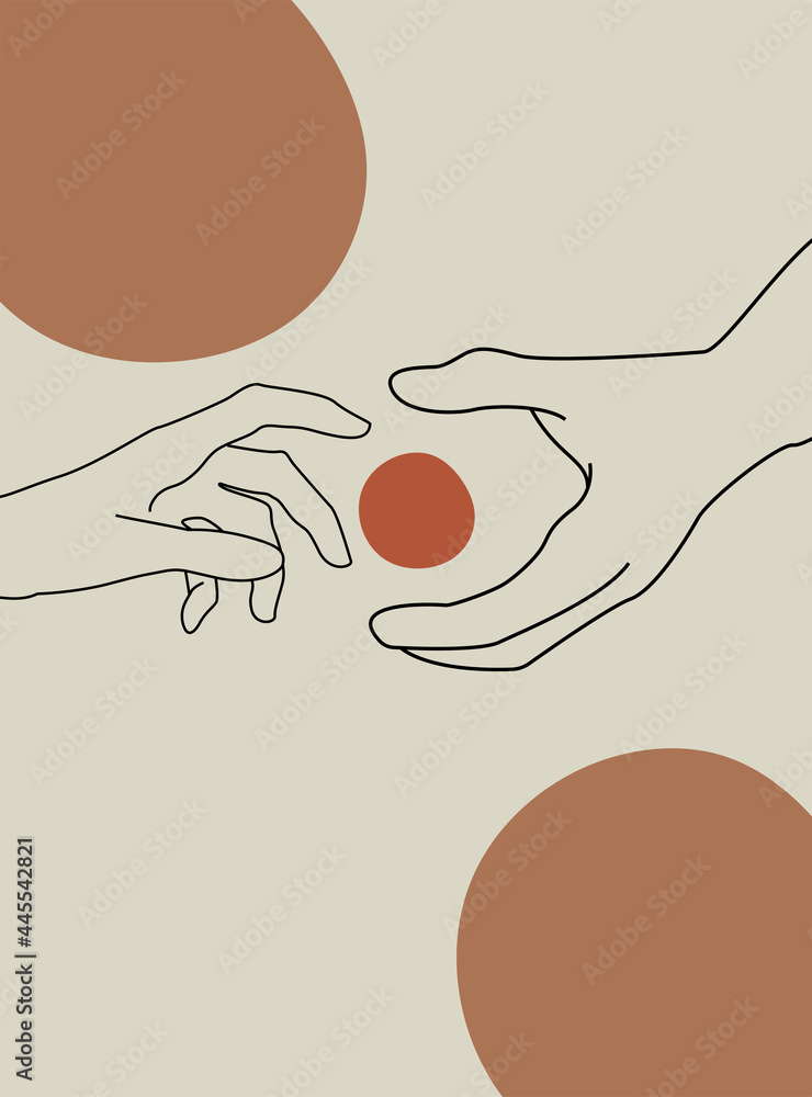 Continuous line vector illustration of two hands barely touching one ...
