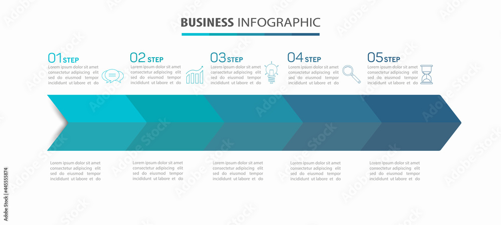 Business infographic template with 5 options or steps. Can be used for ...
