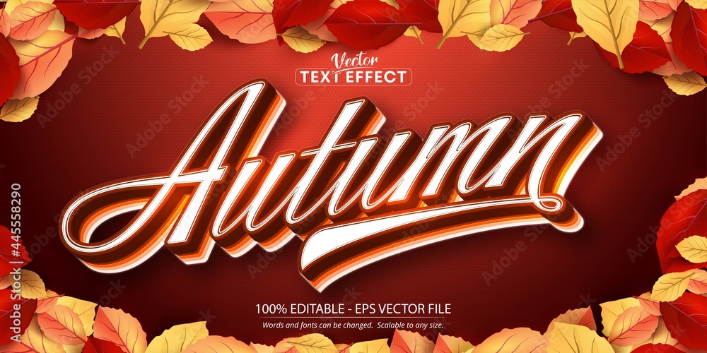 Autumn text, autumn style editable text effect on autumn leaves and ...