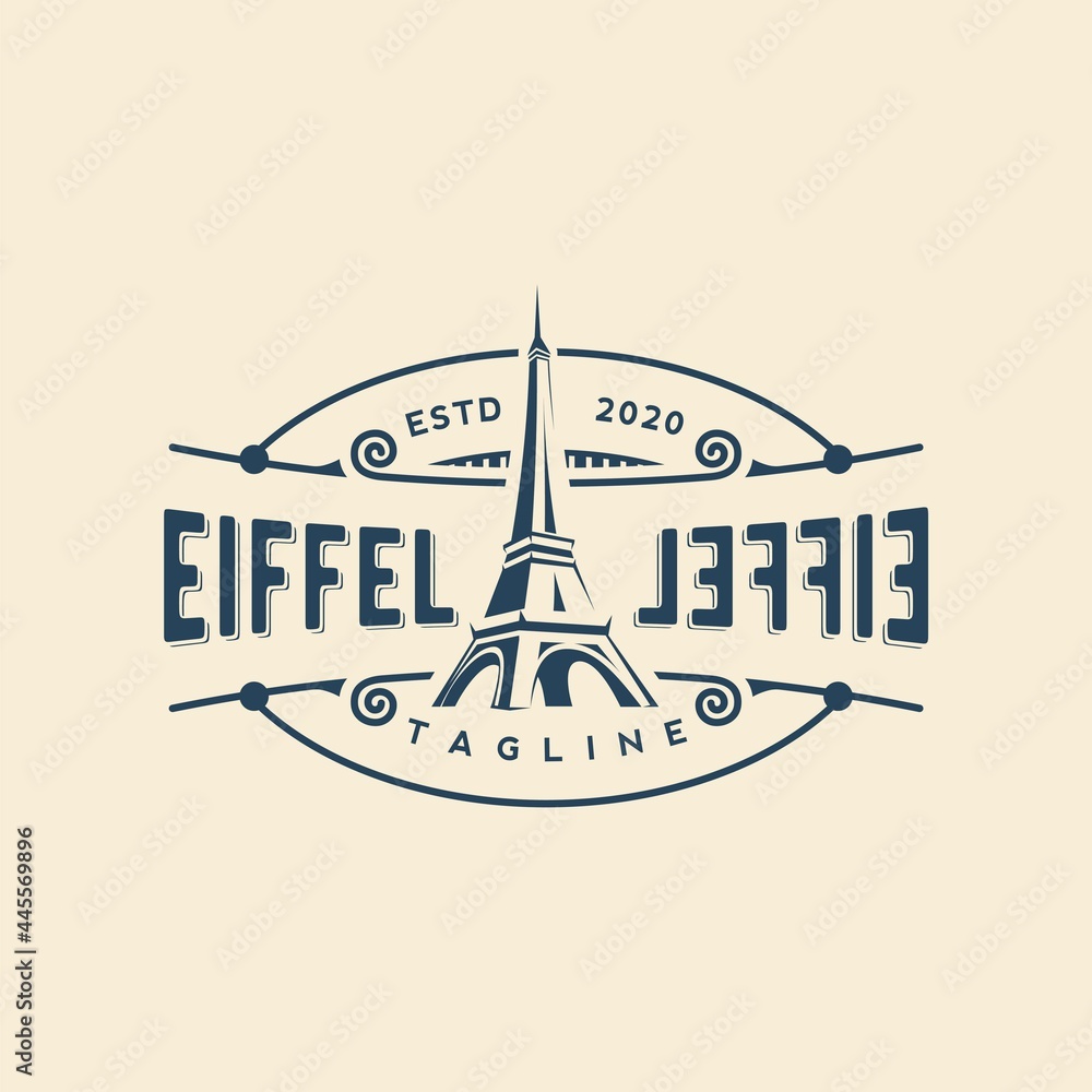 Eiffel Tower Logo Design Vector Image Stock Vector | Adobe Stock
