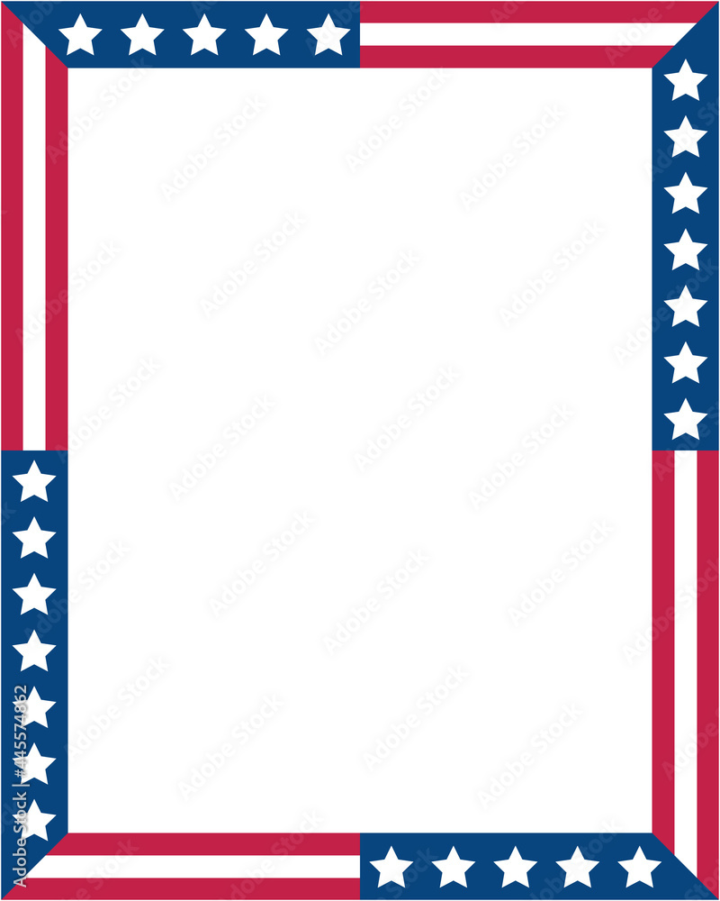 American patriotic frame border with USA flag symbols. Stock Vector ...