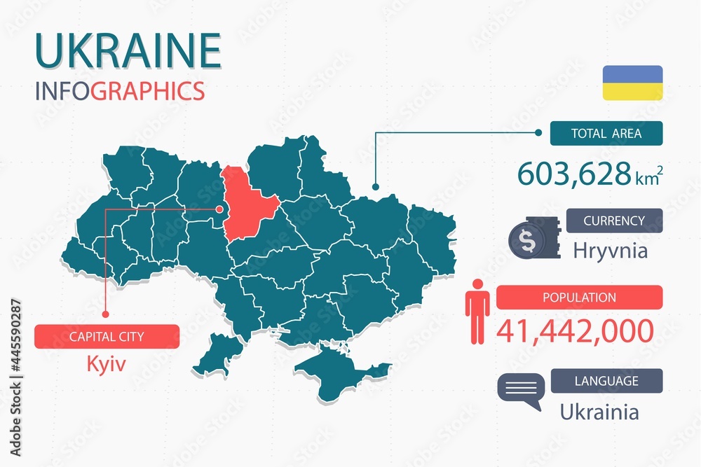 Ukraine map infographic elements. with separate of heading is total ...