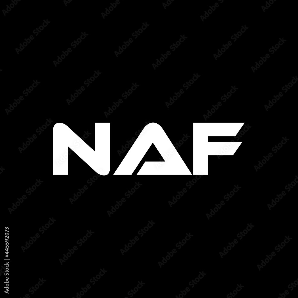 NAF letter logo design with black background in illustrator, vector ...