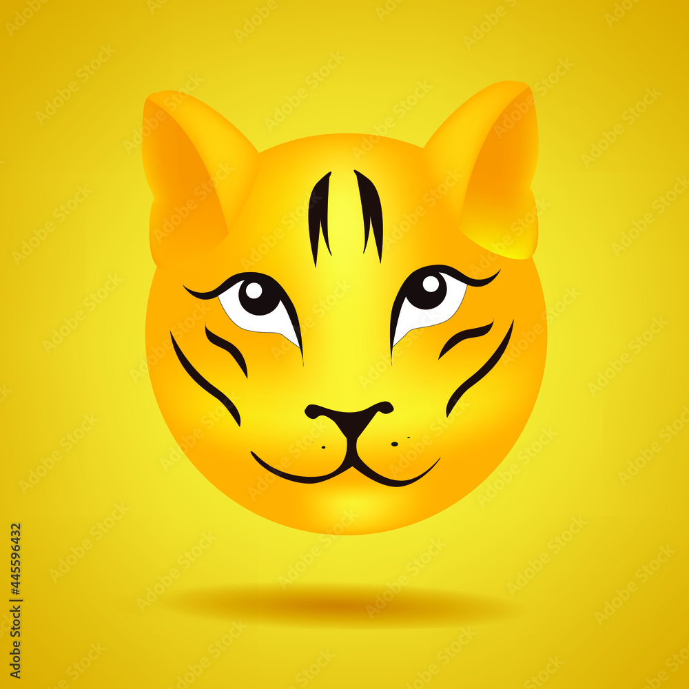 Emoji vector illustration. Tiger emotes icon. Isolated emoticon symbol ...