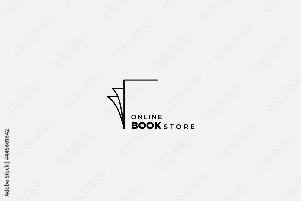 open book logo in linear style design for bookstore, book company ...