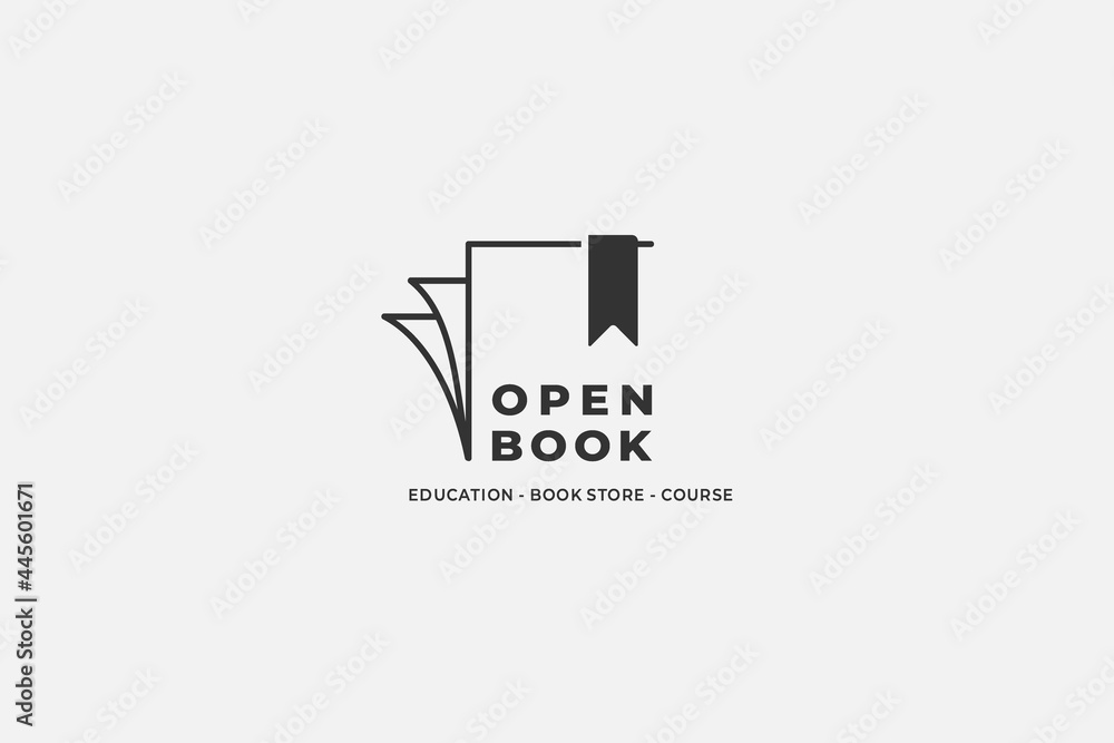 open book logo design for bookstore, book company, publisher ...