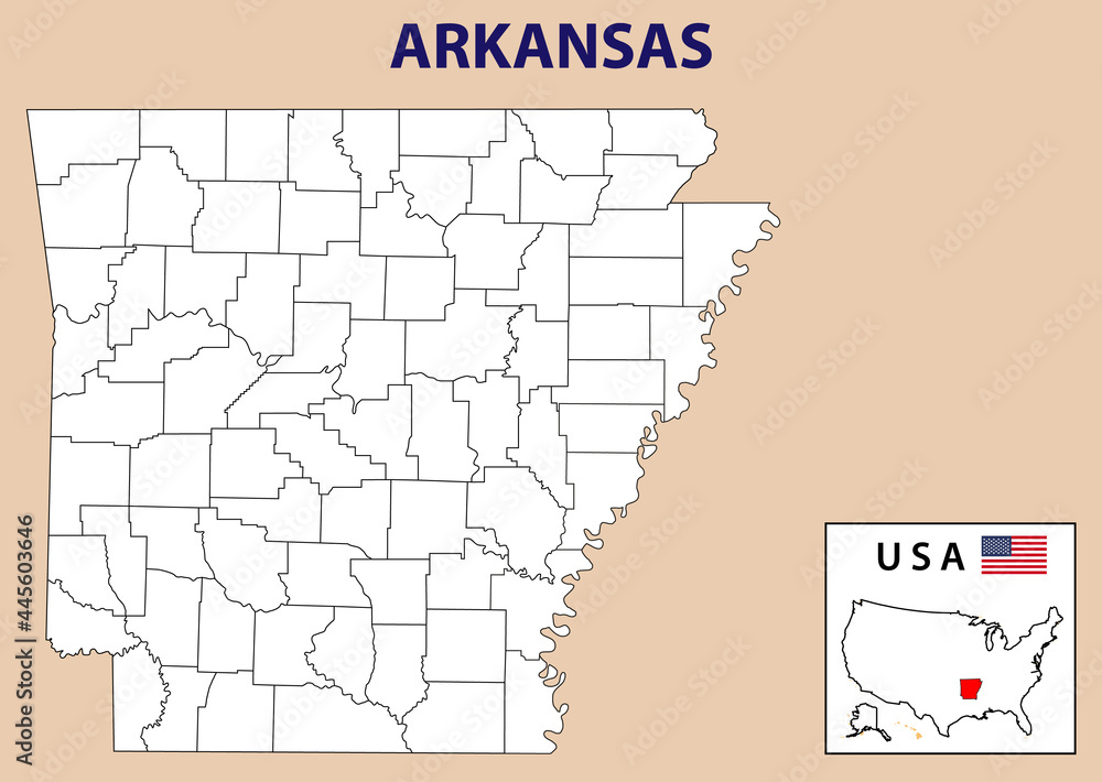 Arkansas Map. Political map of Arkansas in Outline. ilustração do Stock ...