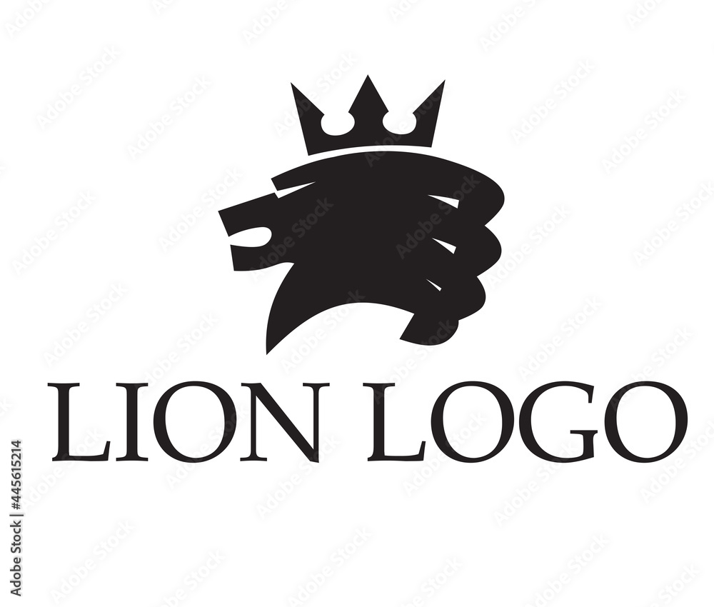 Lion logo in the crown. Stylish stylized silhouette of a lion's face ...
